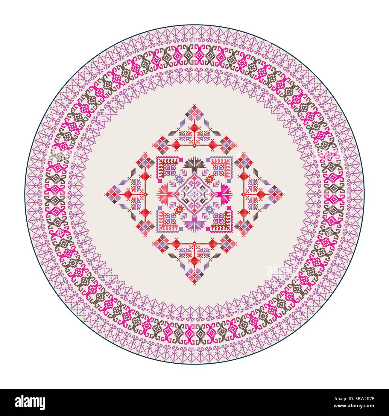 Traditional Mexican Teenek Huastec embroidery design element over white ...