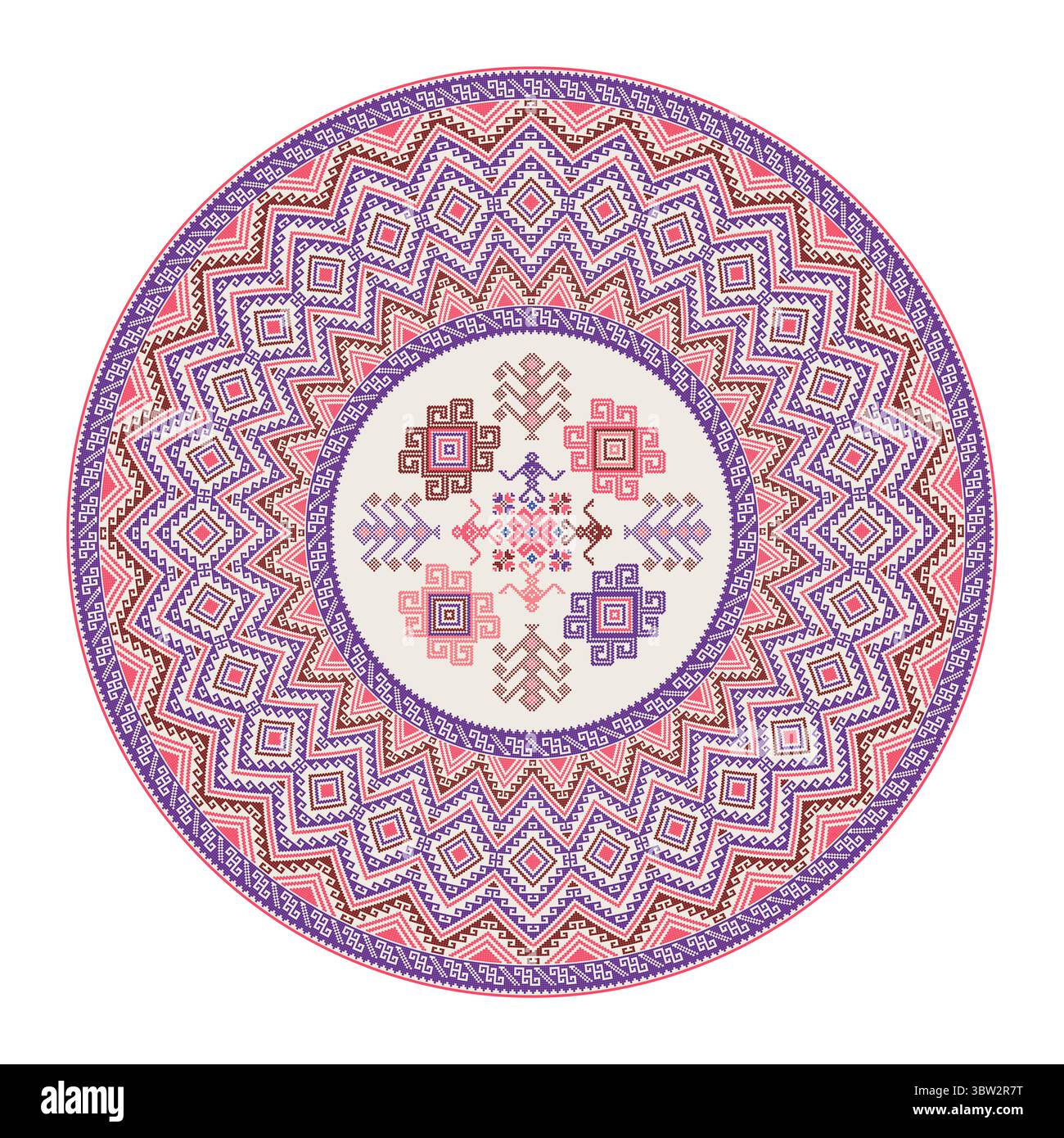 Traditional Mexican Teenek Huastec embroidery design element over white ...