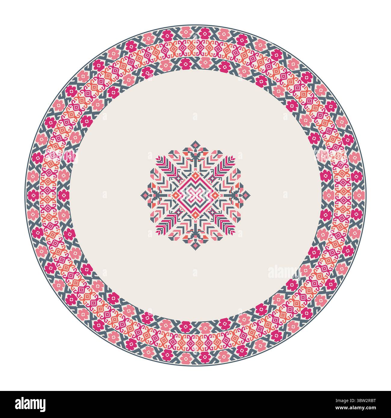 Traditional Mexican Teenek Huastec embroidery design element over white ...