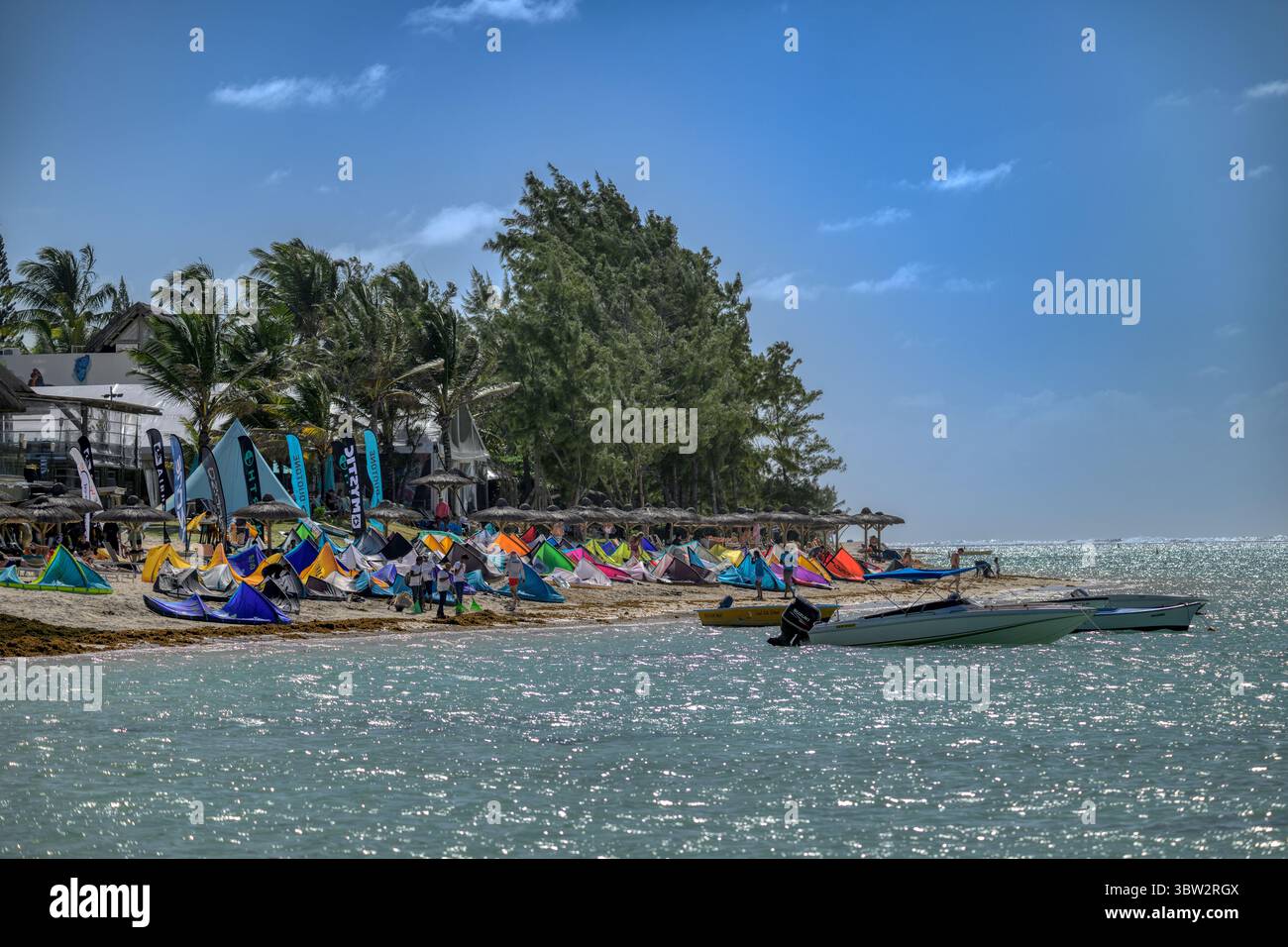 Palmar Beach, Belle Mare, Mauritius - 28th June 2025 : A view of kite ...