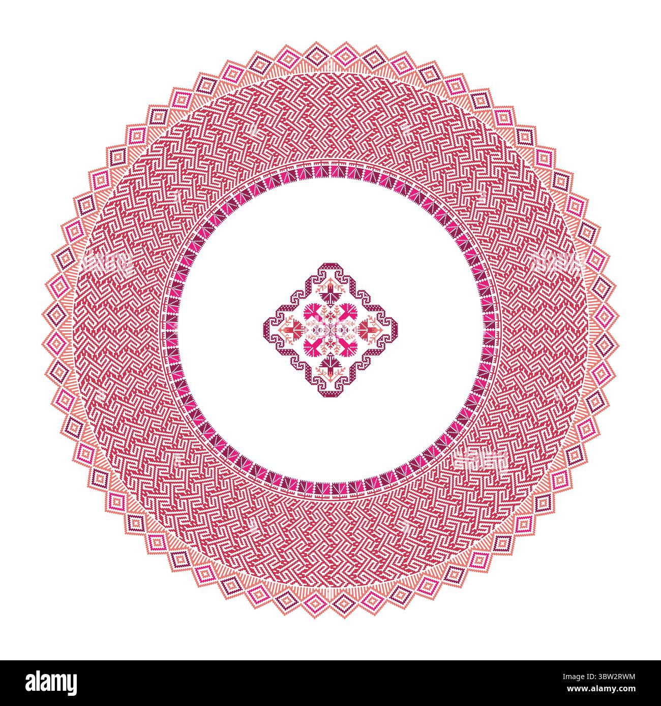 Traditional Mexican Teenek Huastec embroidery design element over white ...
