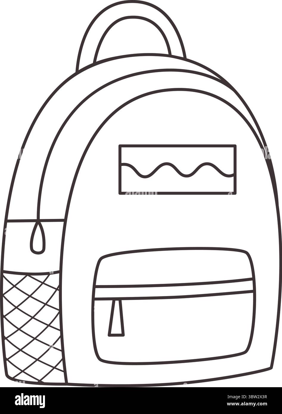 Cute backpack for schoolboy, student, preschooler. Simple outline ...