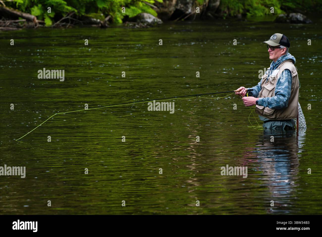 Fly Fishing Farmington River Barkhamsted, Connecticut, USA Stock Photo ...