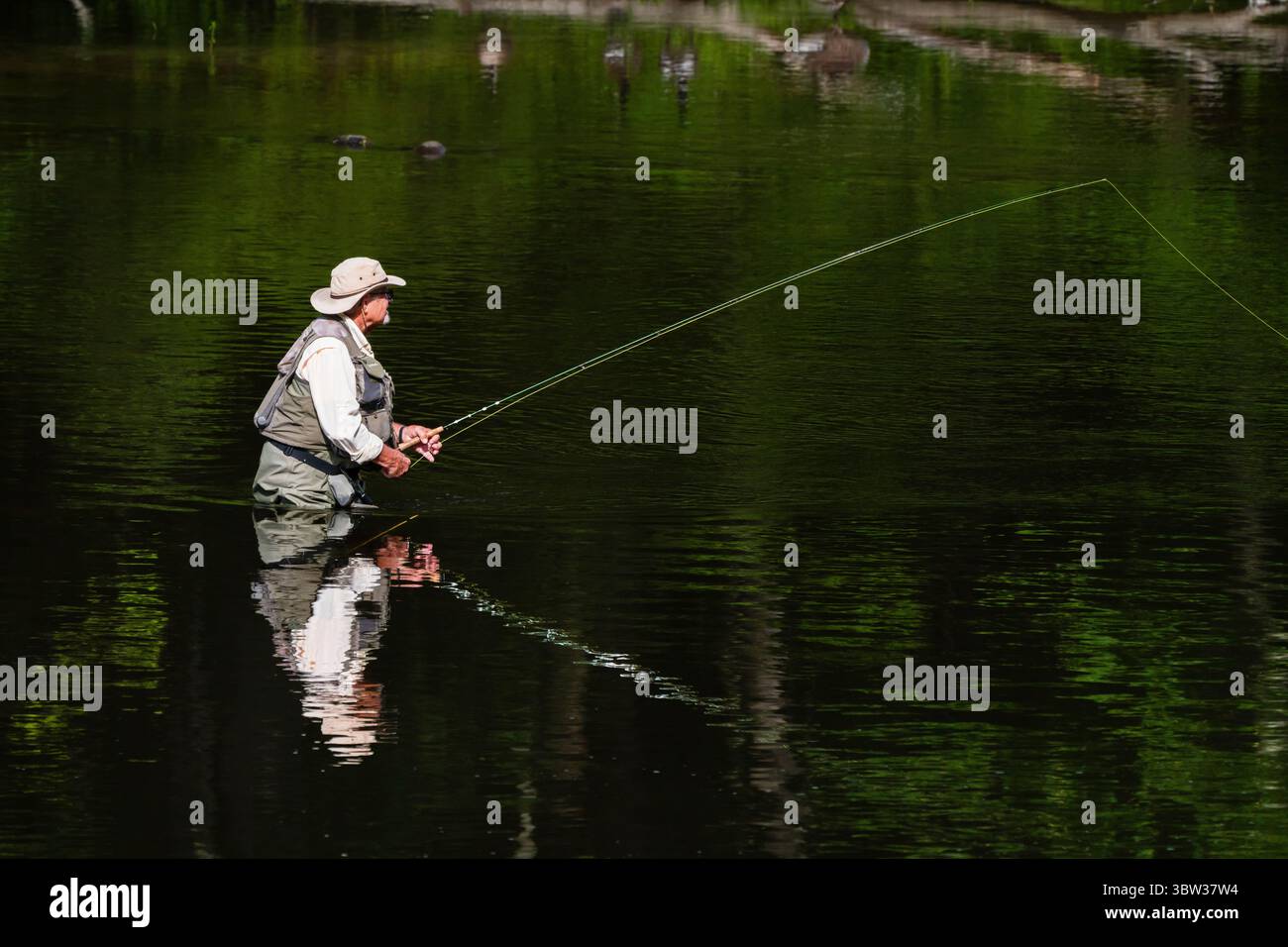 Fly Fishing Farmington River Barkhamsted, Connecticut, USA Stock Photo ...