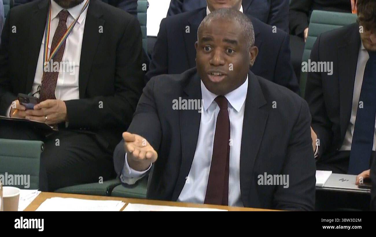 Screen grab of Foreign Secretary David Lammy appearing before the ...