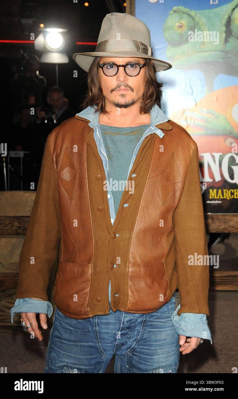 Johnny Depp at the 'Rango' Film Premiere at the Regency Village Theater ...