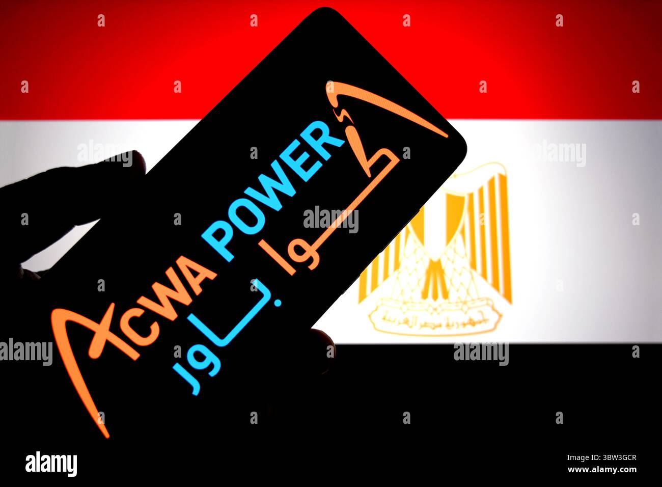 In this photo illustration, an Acwa Power logo is seen displayed on a ...