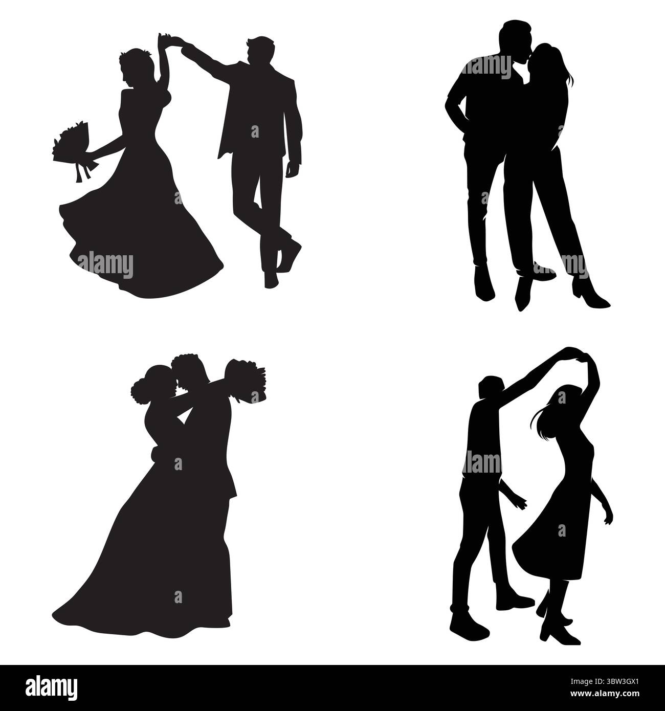silhouette of bride and groom Stock Vector Image & Art - Alamy