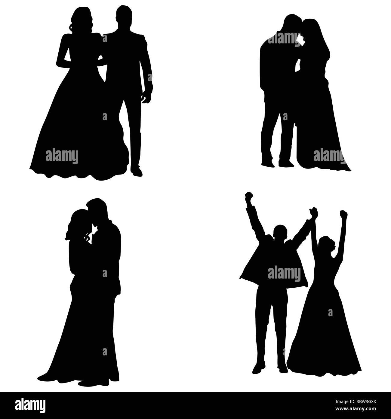 silhouette of bride and groom Stock Vector Image & Art - Alamy