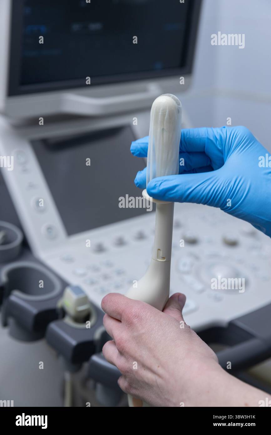 Medical Ultrasound Procedure: Preparing the Transducer with Protective ...