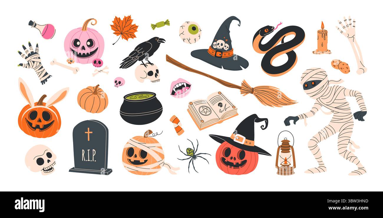 Happy Halloween set. Isolated vector elements Stock Vector Image & Art ...