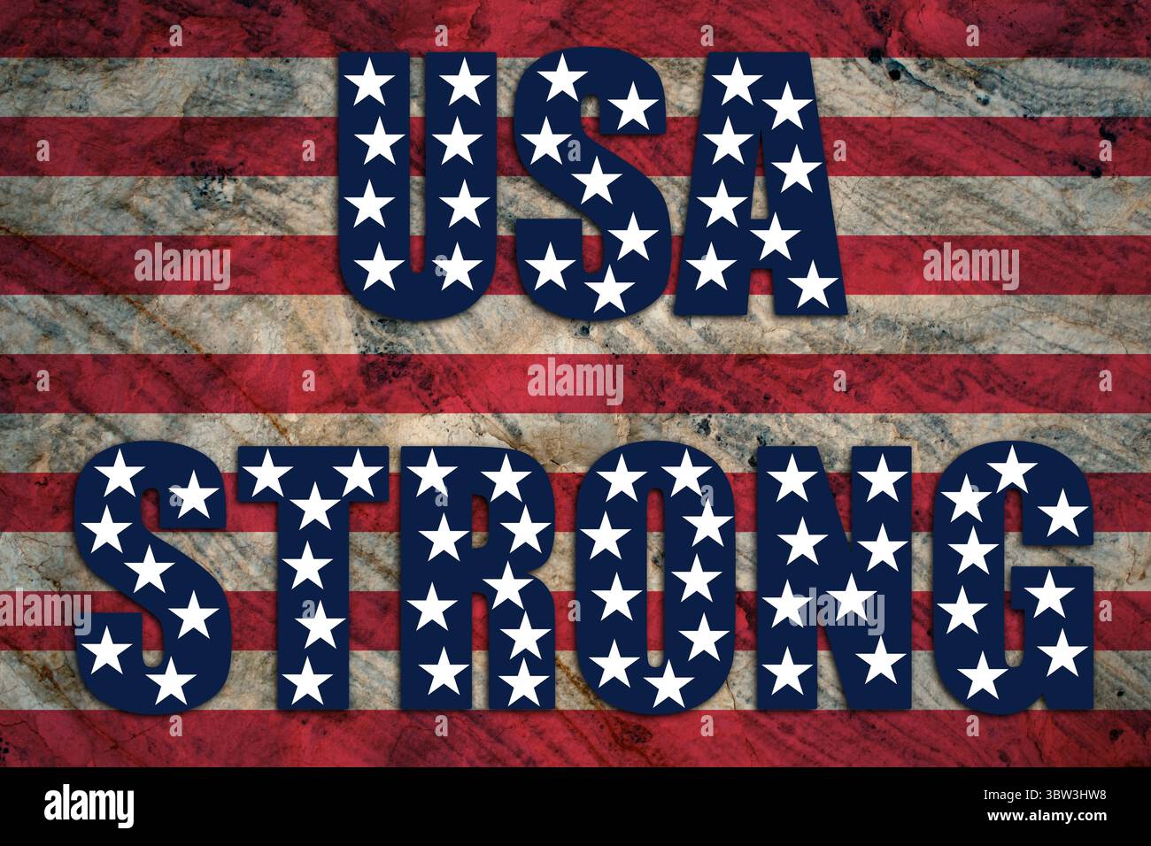USA strong text with stars and states over American flag background ...