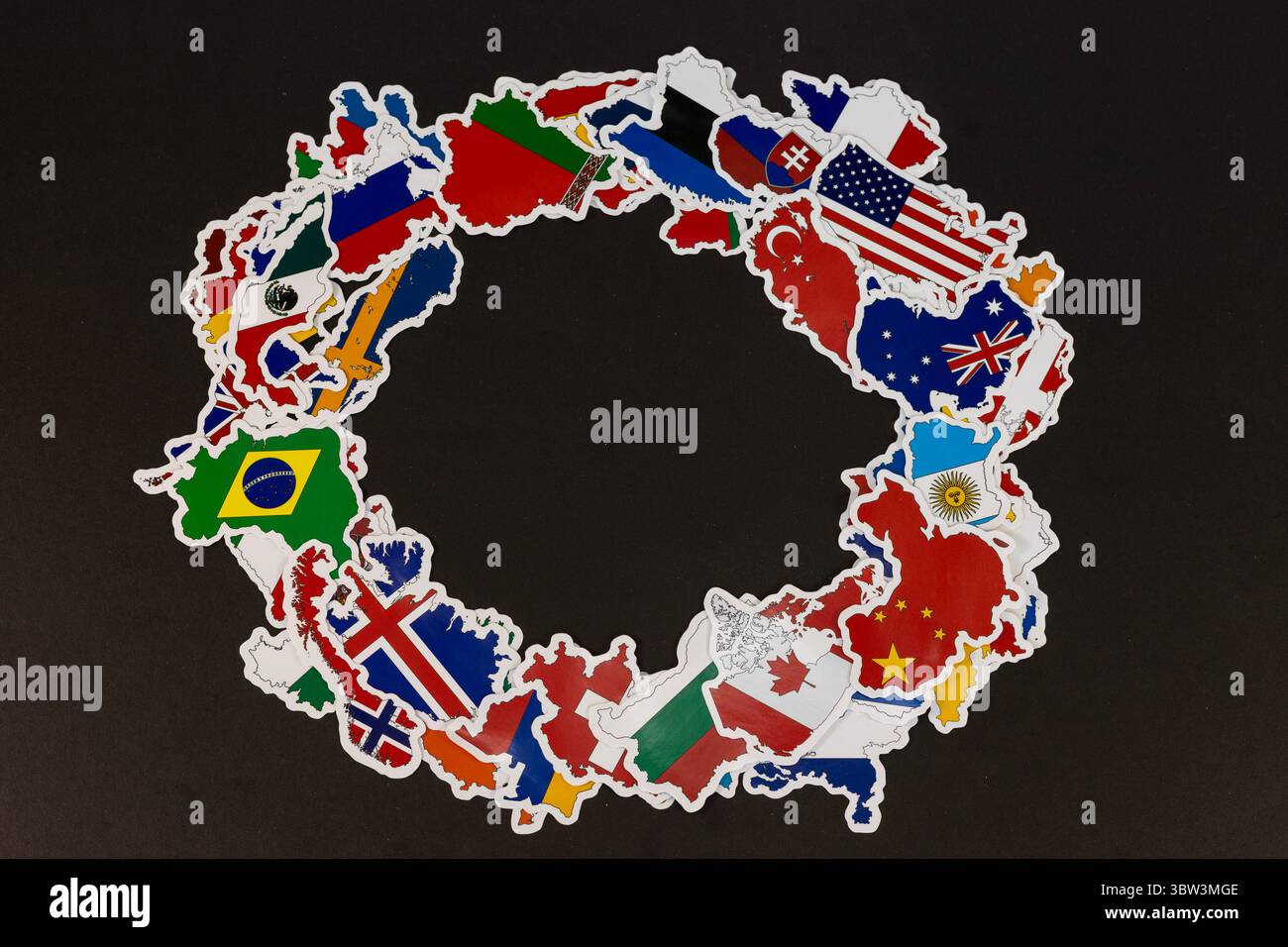 Circle of Nations. International Unity in Country Flag Map Shapes on ...