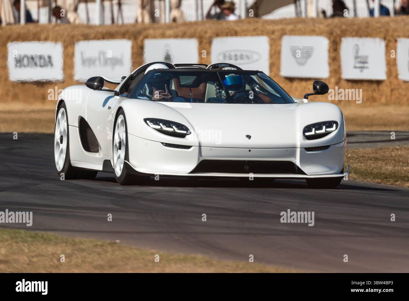 Koenigsegg CC850 sports car driving up the hillclimb track at the ...