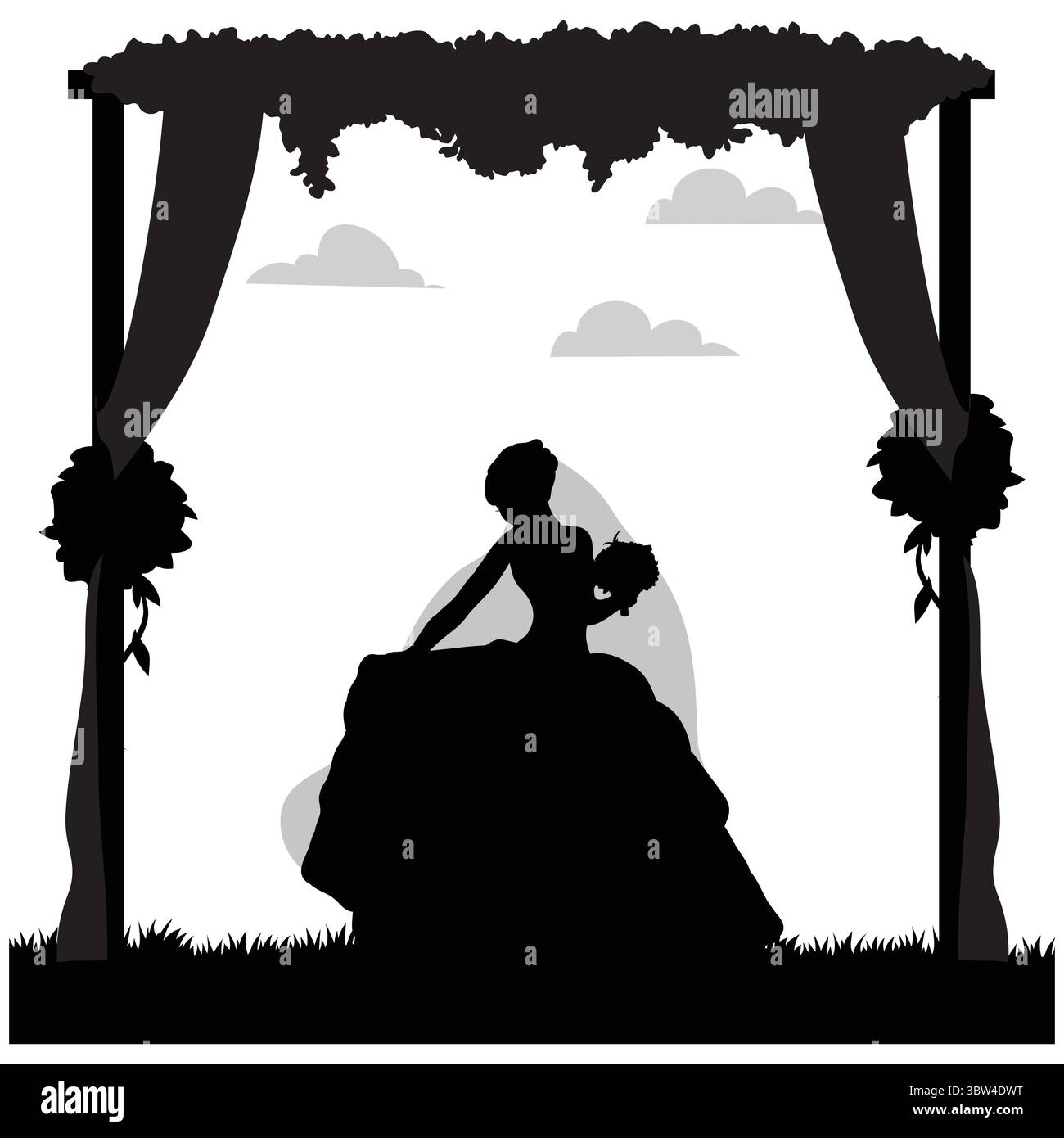 bride and groom , silhouette of bride and groom , wedding couple Stock ...