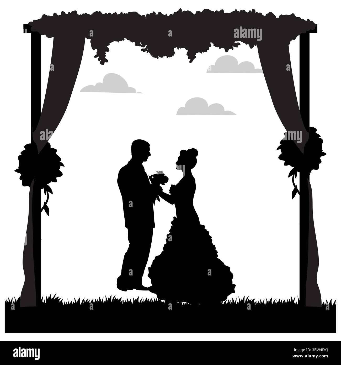 bride and groom , silhouette of bride and groom , wedding couple Stock ...