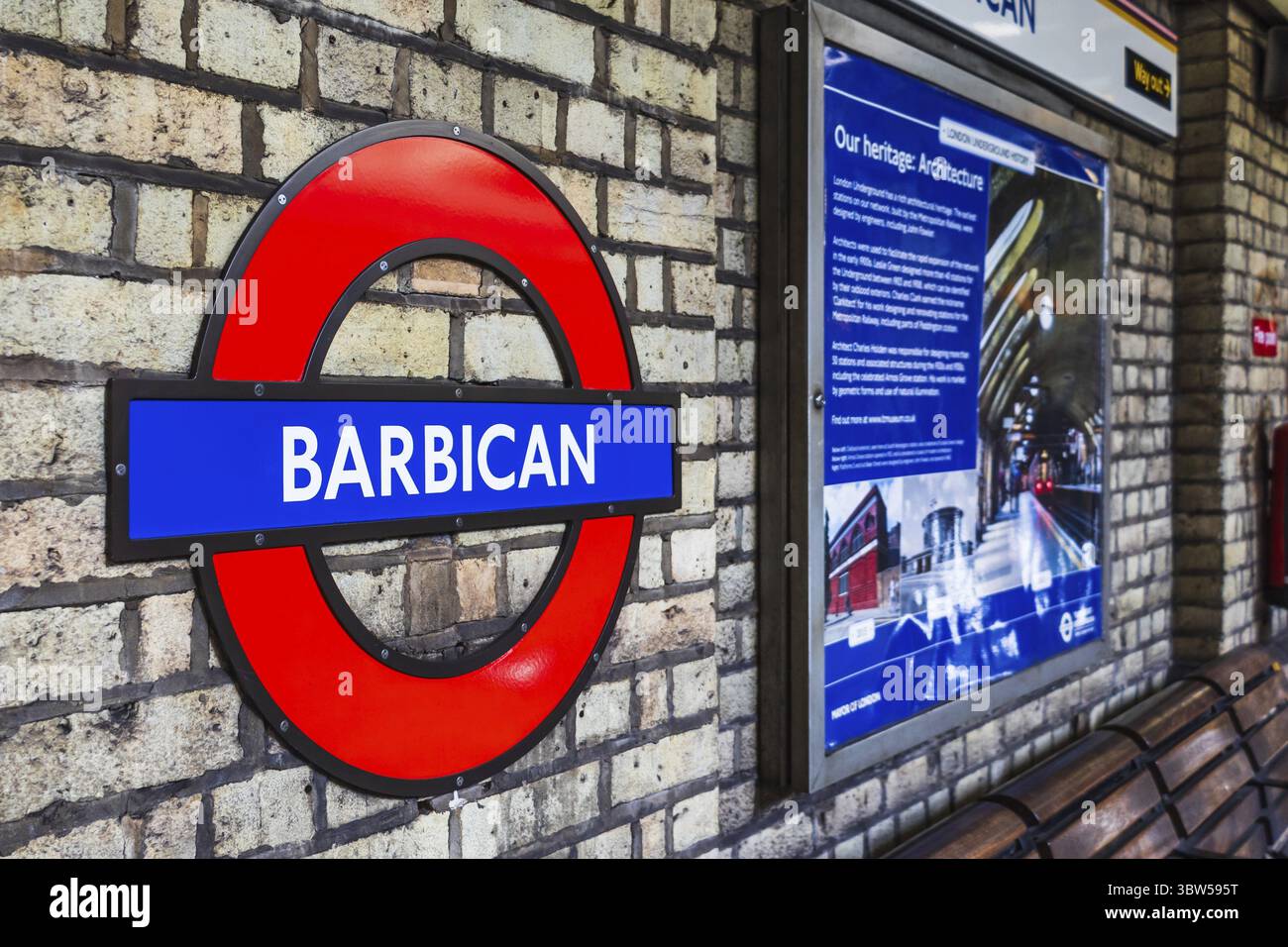 Barbican station roundel in the London Underground, showcasing classic ...