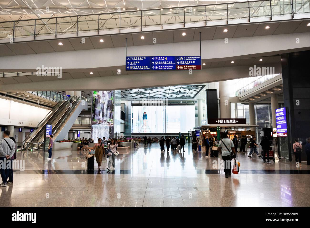 Interior decoration building of Hongkong international airport with ...