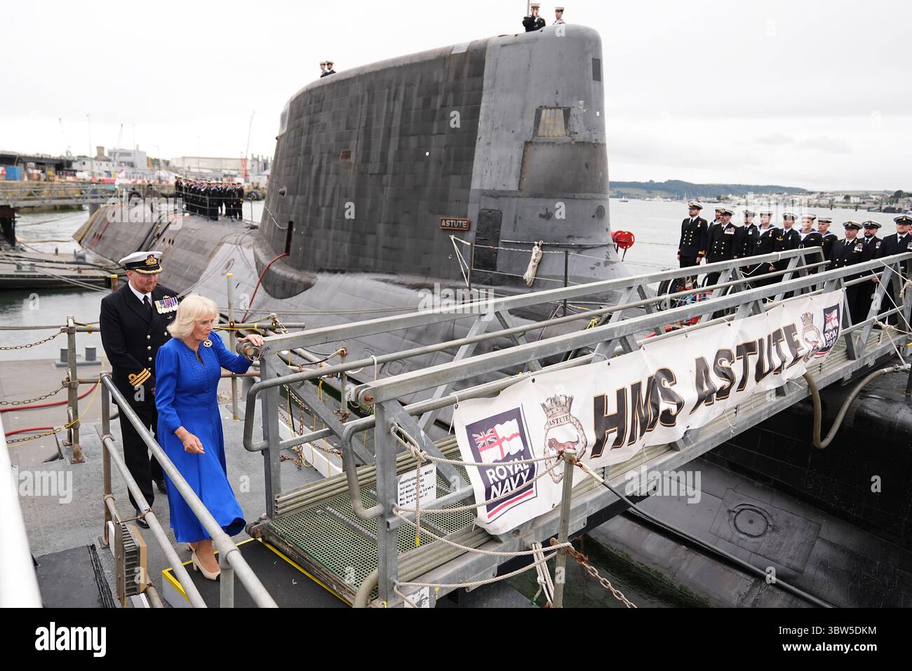 Queen Camilla, Lady Sponsor of the HMS Astute, during a visit to HMNB ...