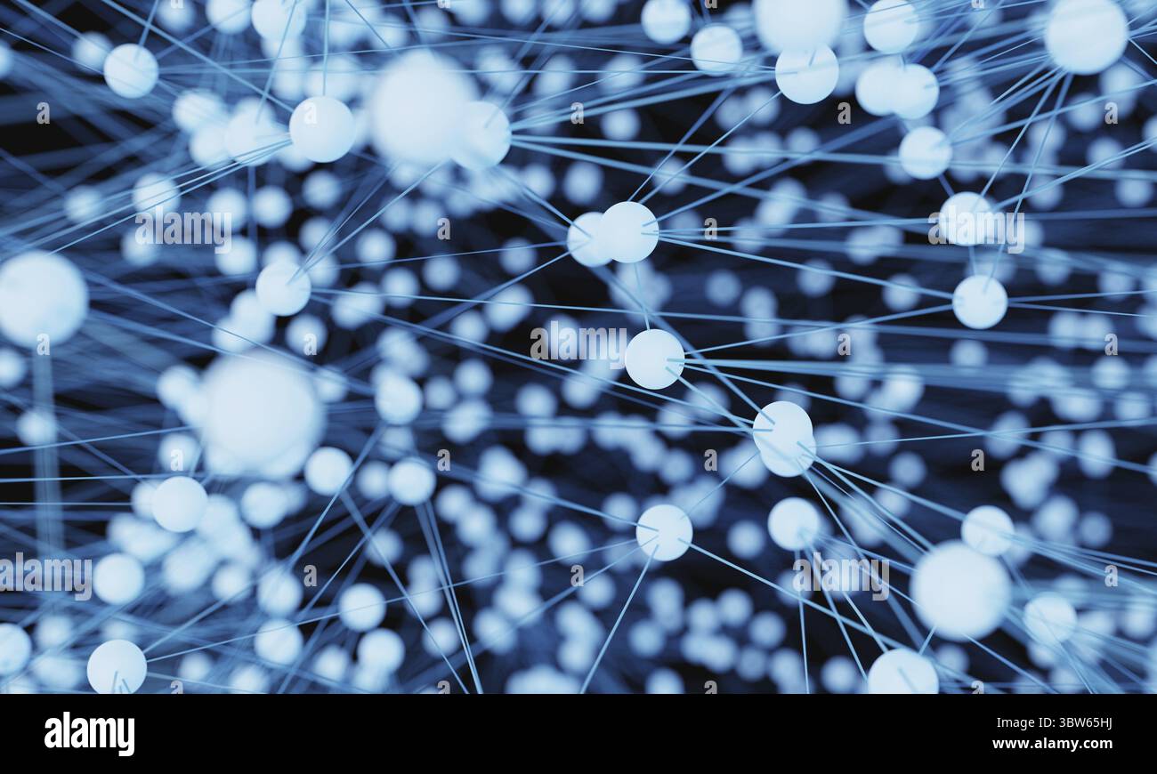 Abstract blue light bulb futuristic technology network node. Cable data ...