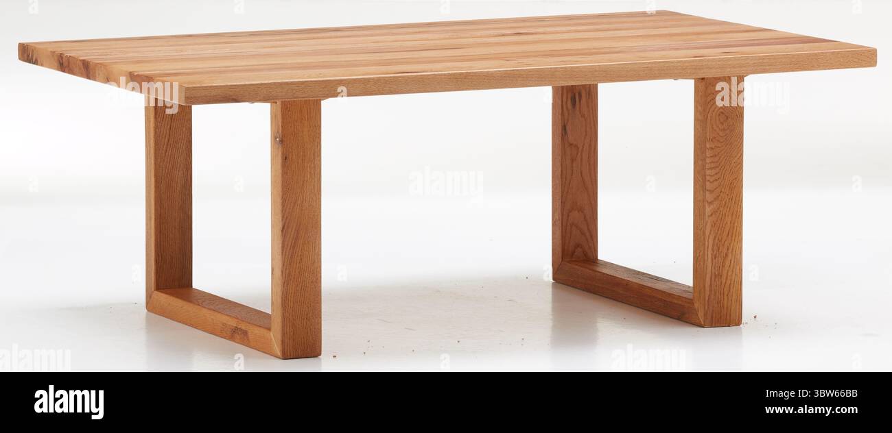 wooden table with slanted sides and square wooden legs isolated nature ...