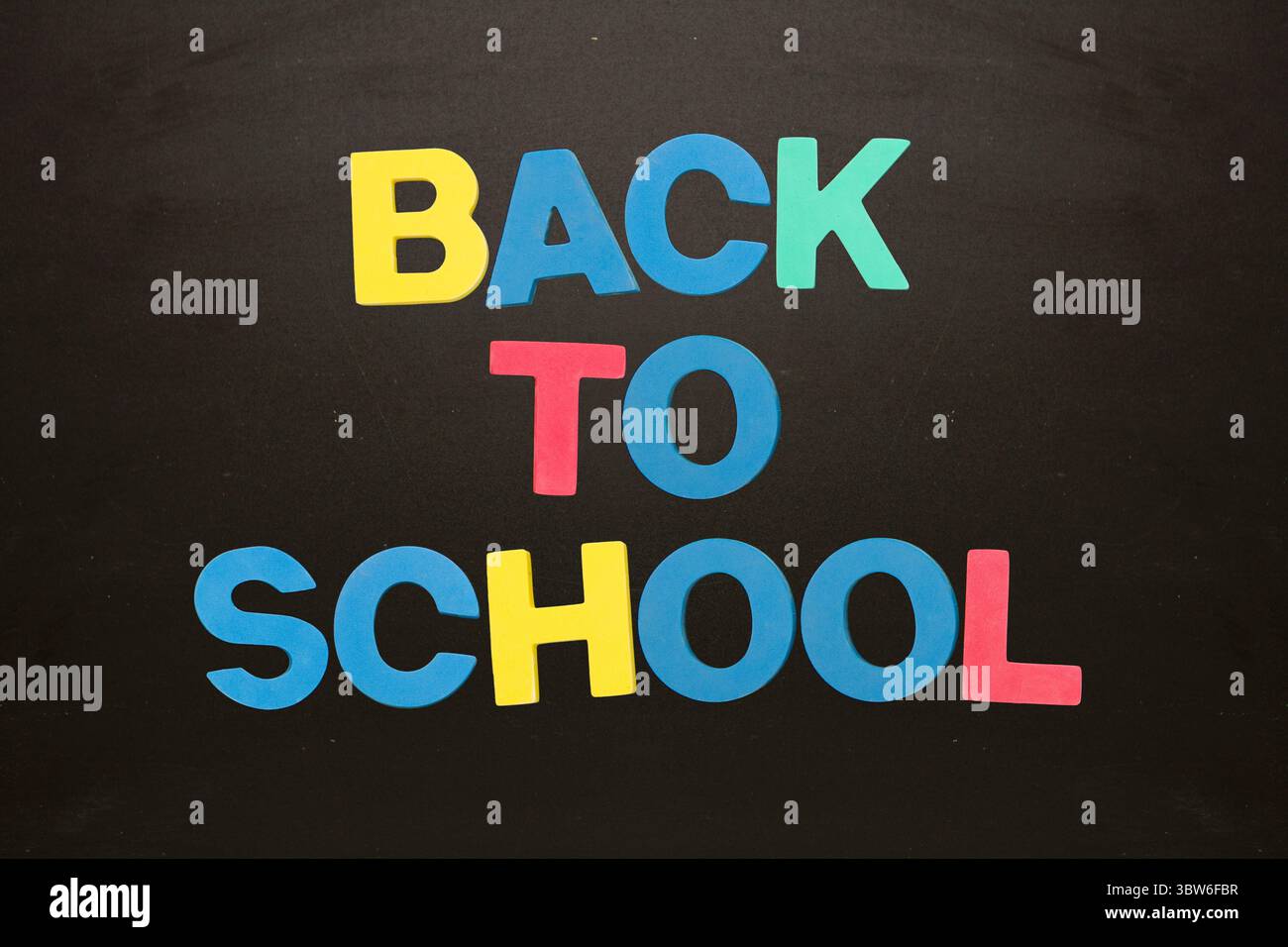 Colourful back to school message Stock Photo - Alamy