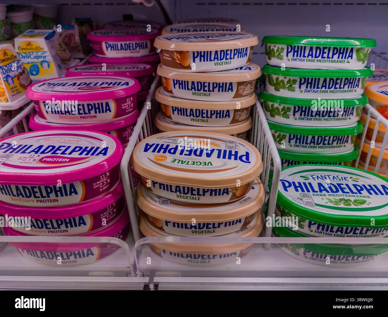 PHILADELPHIA BOXES OF SOFT CHEESE ON DISPLAY INSIDE THE FOOD STORE ...