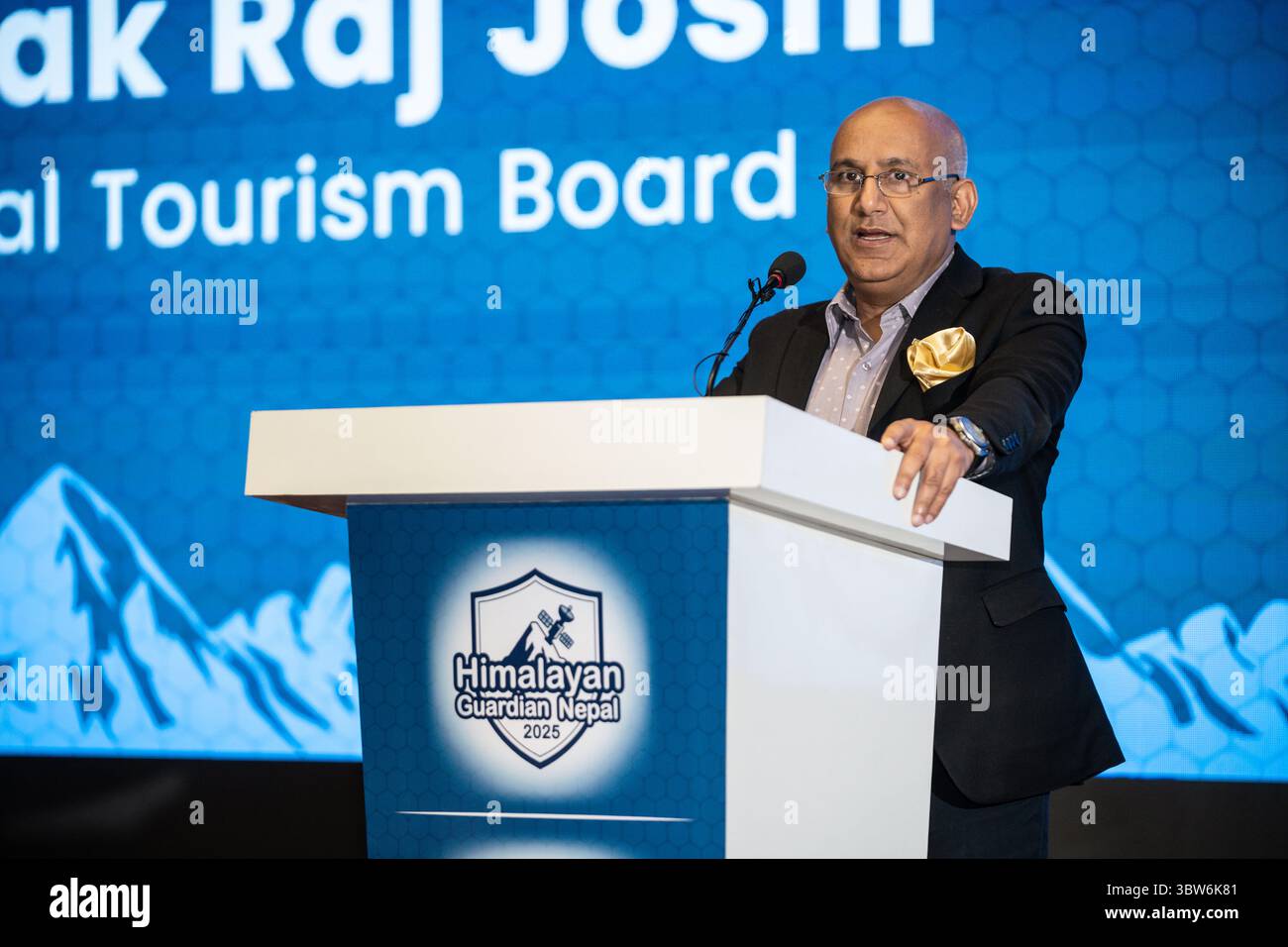Lalitpur, Nepal. 15th July, 2025. Deepak Raj Joshi, CEO of the Nepal Tourism Board, speaks ...