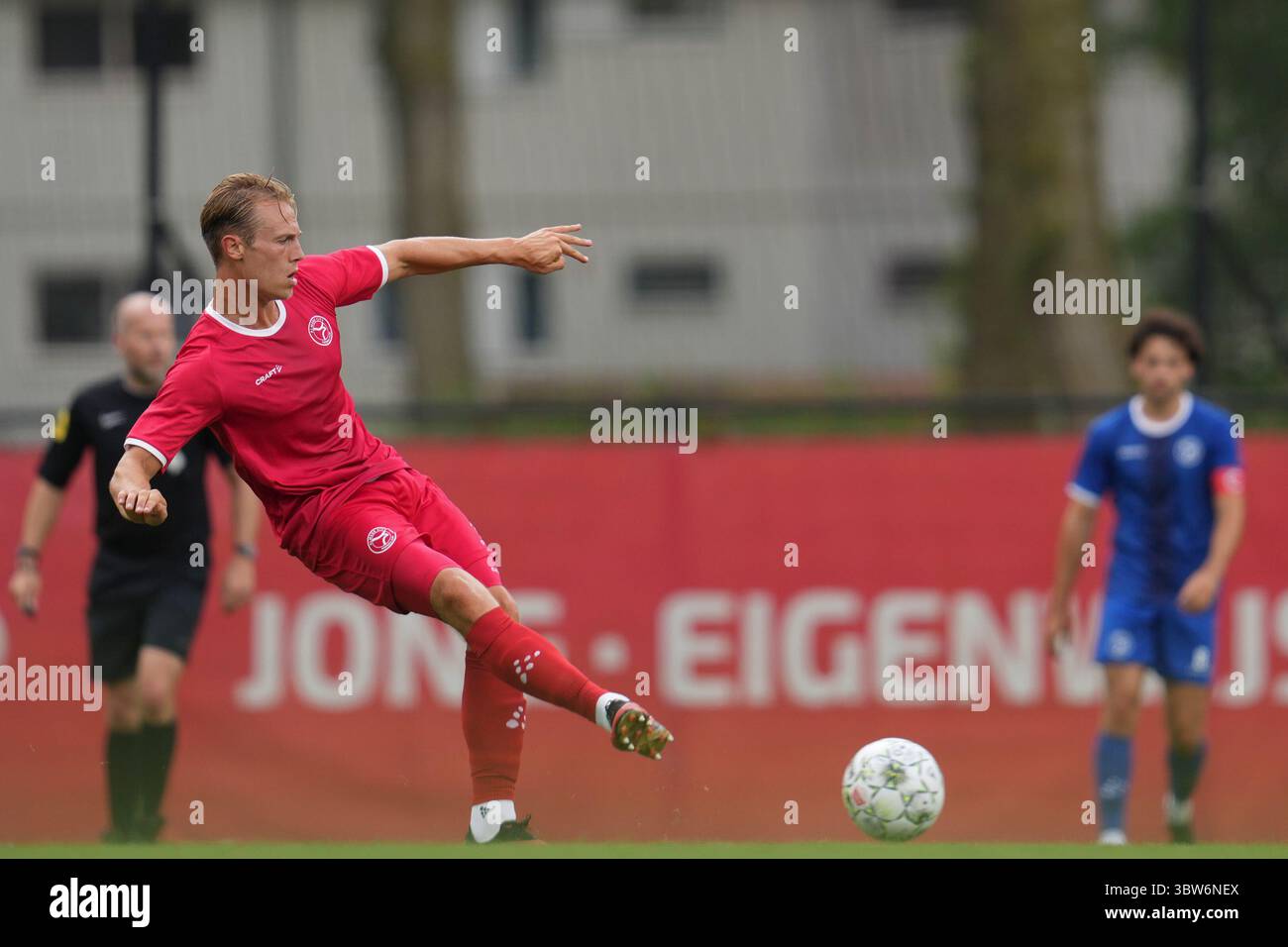 ALMERE, NETHERLANDS - JULY 16: Joey Jacobs of Almere City FC shoots the ...