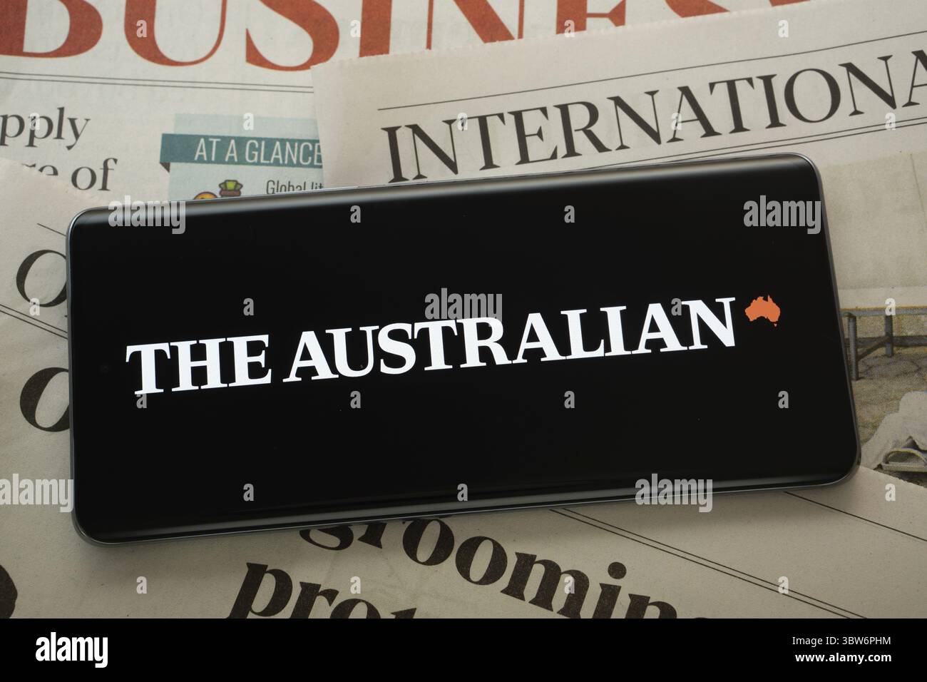Dhaka, Bangladesh - 15 July 2025: The logo of The Australian is displayed on a smartphone screen ...