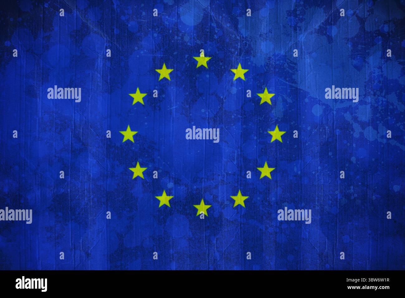 Displaying flat design EU flag with textured blue backdrop featuring ...