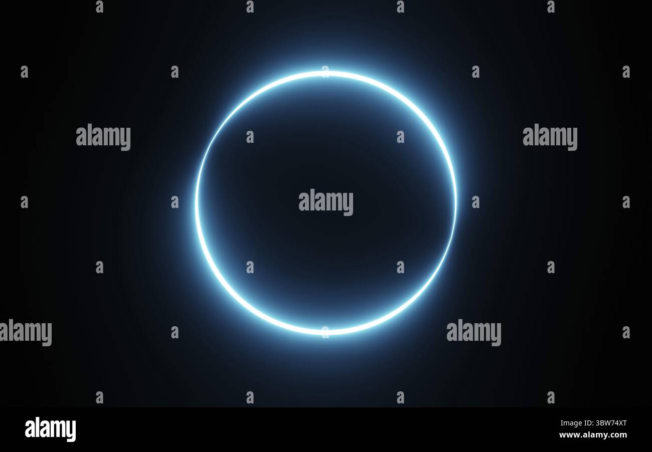 Round circle picture frame with blue tone neon color shade motion ...