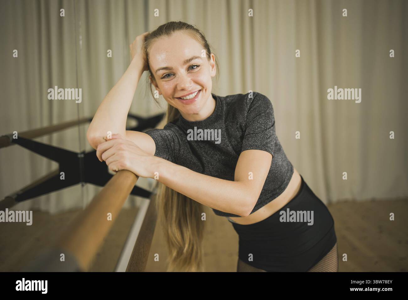 Active young happy woman portrait female ballet or contemporary dance ...
