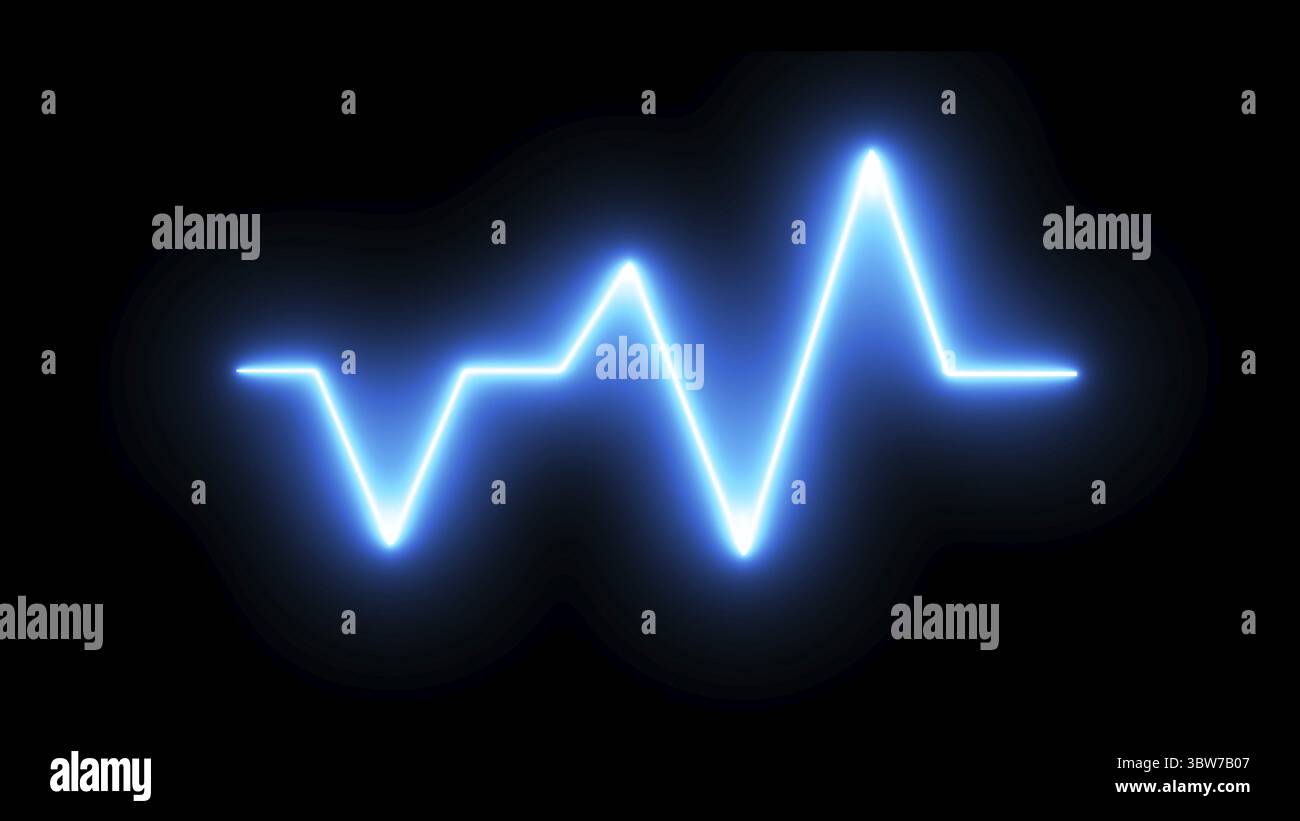 Blue heart rate pulse wave on isolated black background. Heartbeat ...
