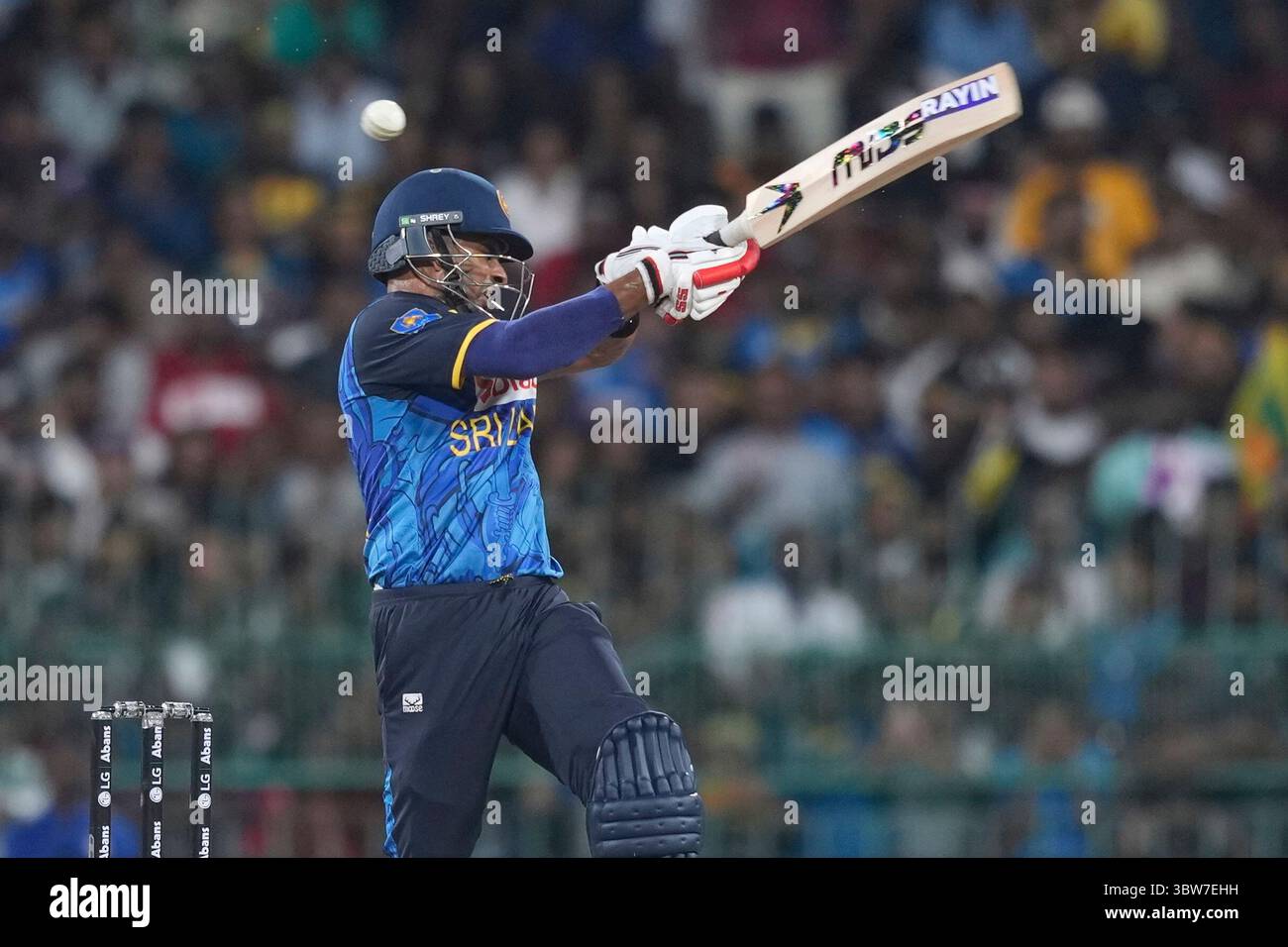 Sri Lanka's Dasun Shanaka plays a shot during the third Twenty20 ...