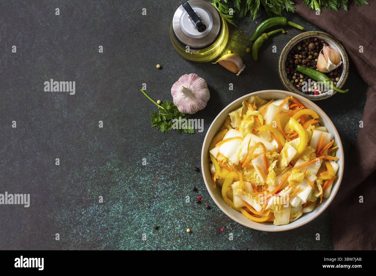 Korean pickle traditional fermented vegetable, Kimchi cabbage on a ...