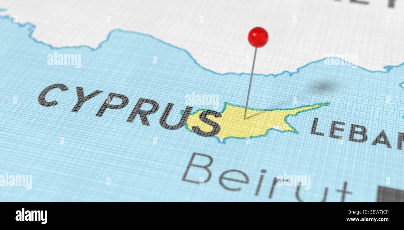 Cyprus - push pin on political map - 3D illustration Stock Photo - Alamy