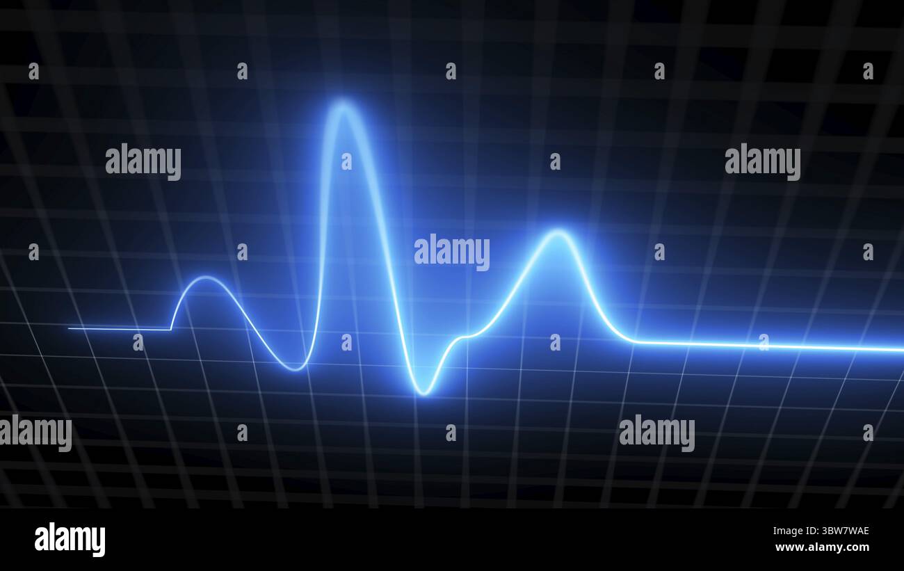 Blue heartbeat monitor EKG line monitor with moving camera processing heartthrob display ...