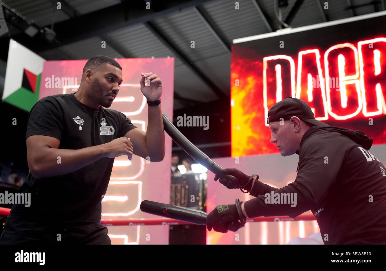 Solomon Dacres during an open workout at BOXPARK Wembley, London ...