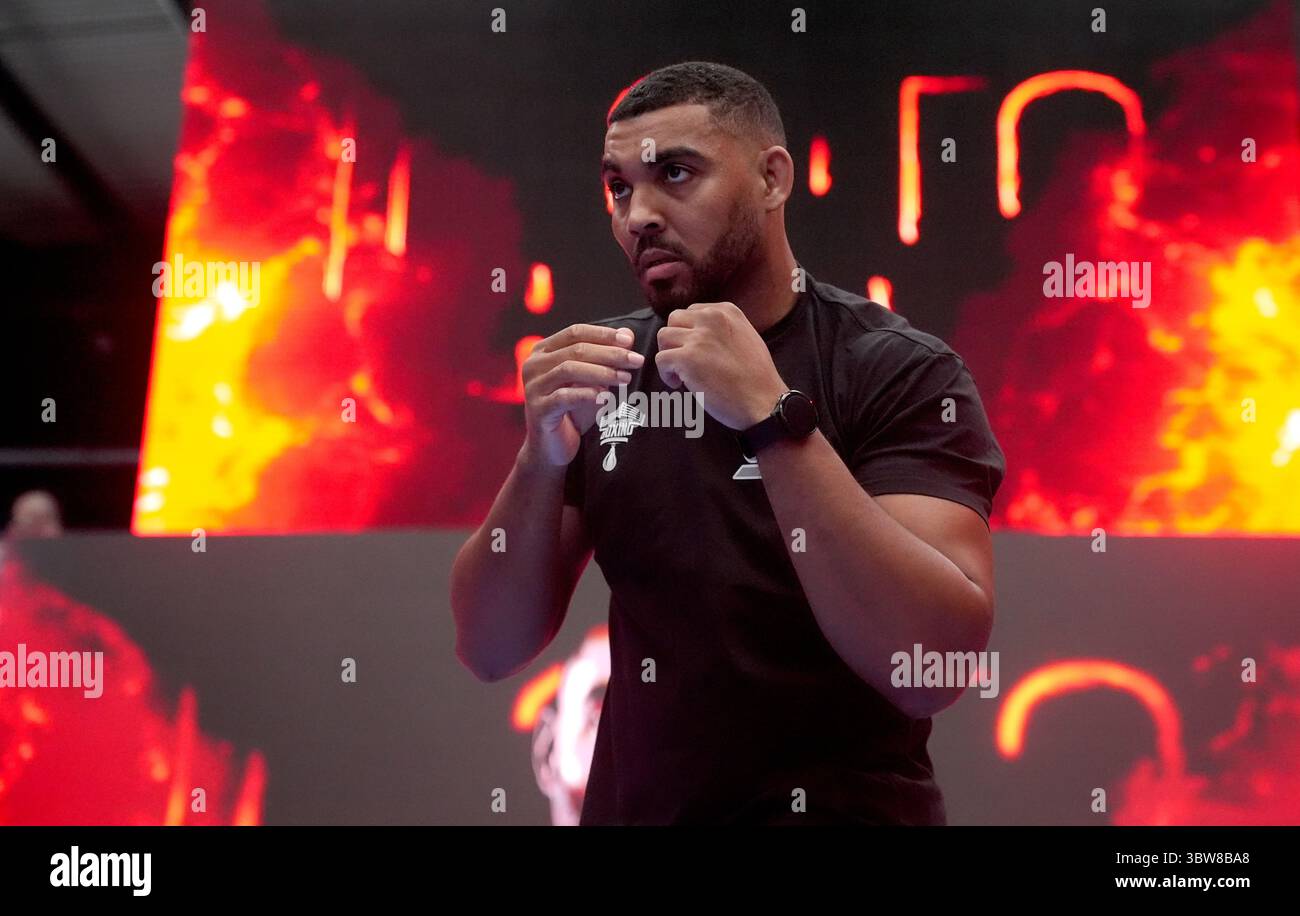 Solomon Dacres during an open workout at BOXPARK Wembley, London ...