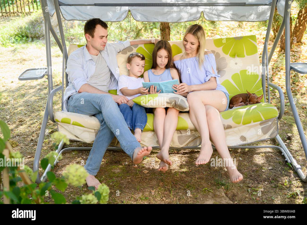 Joyful caucasian boy girl sit hi-res stock photography and images - Alamy