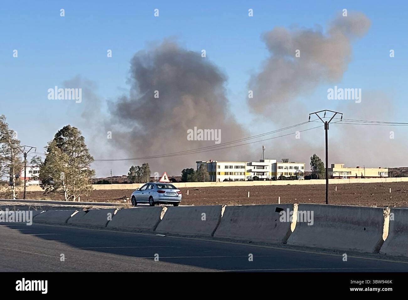 Smoke rises from an alleged Israeli airstrike that hit Jbab village on ...