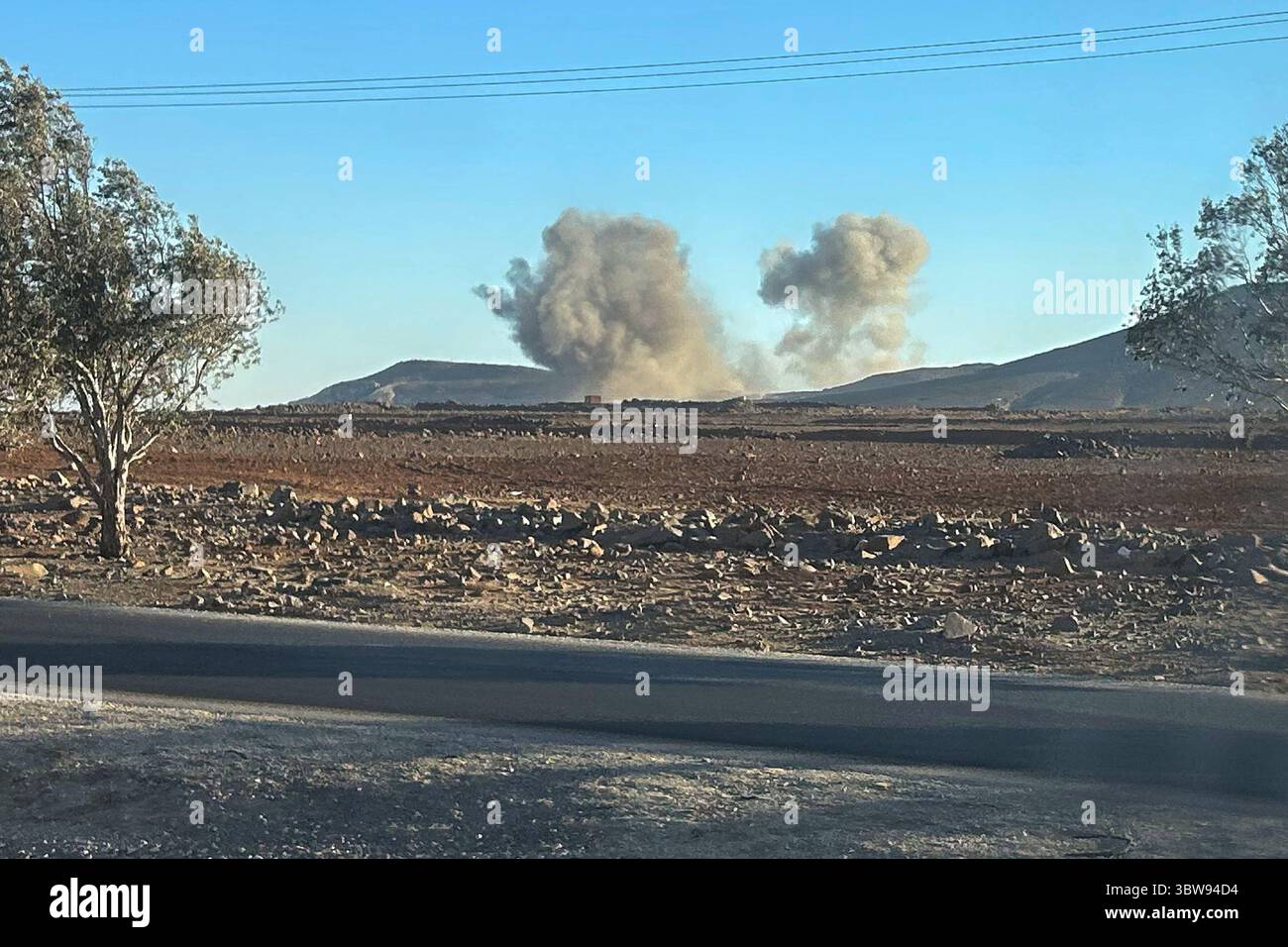 Smoke rises from an alleged Israeli airstrike that hit Jbab village on ...