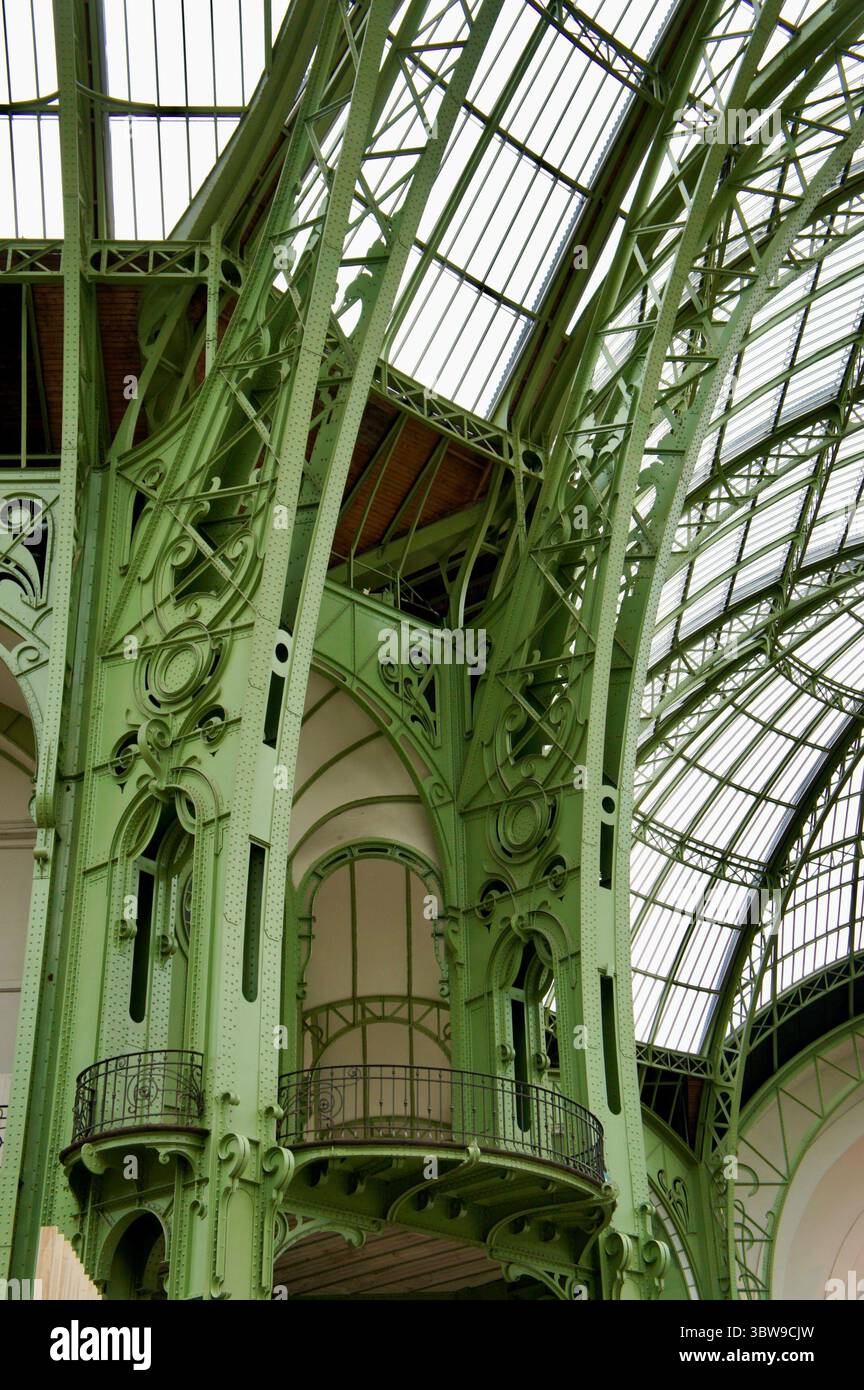 Art Nouveau Ironwork and Glass Vault, Grand Palais, Paris, France Stock ...