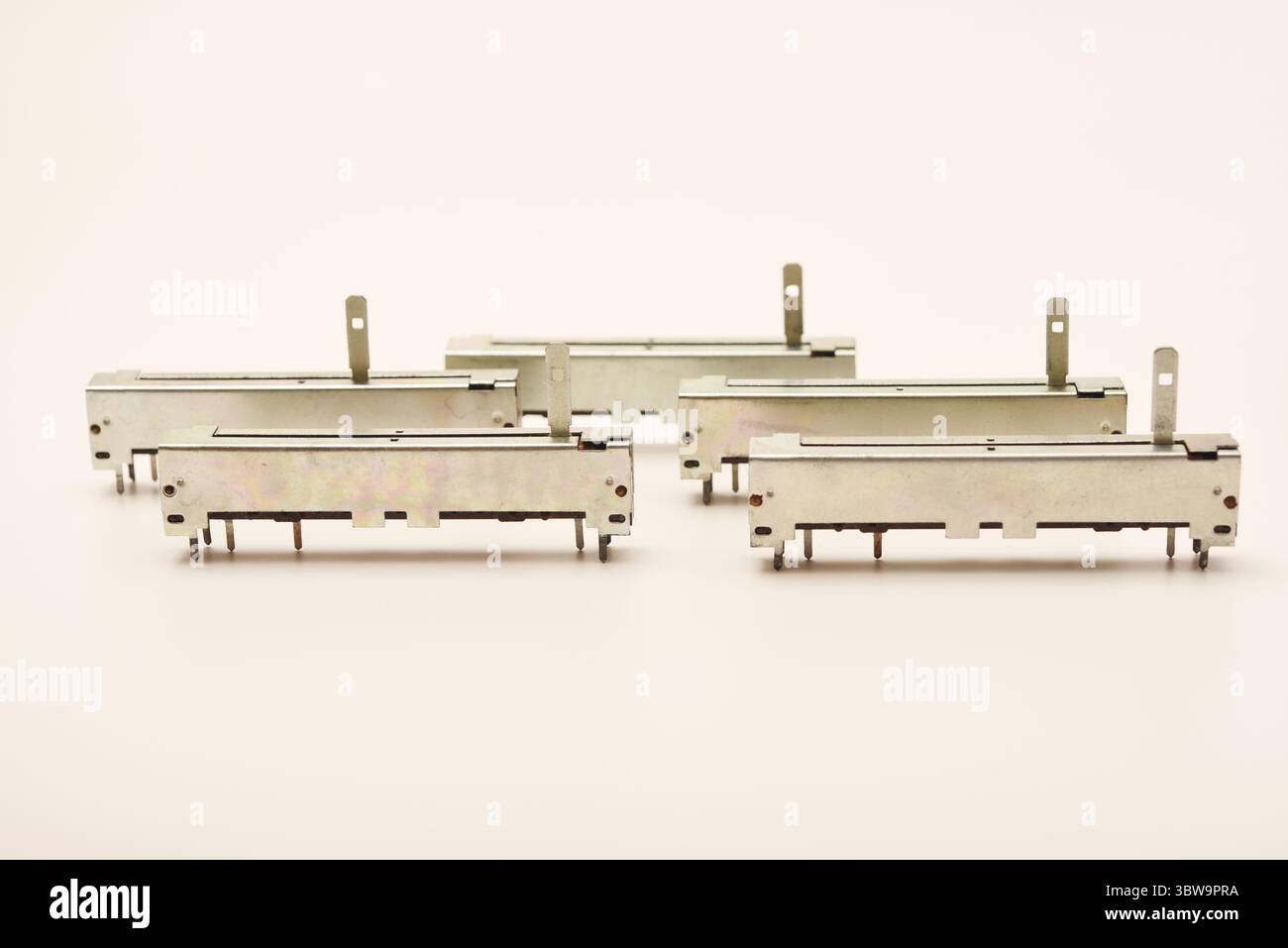Slider potentiometers. Variable resistors. Devices for voltage changes ...