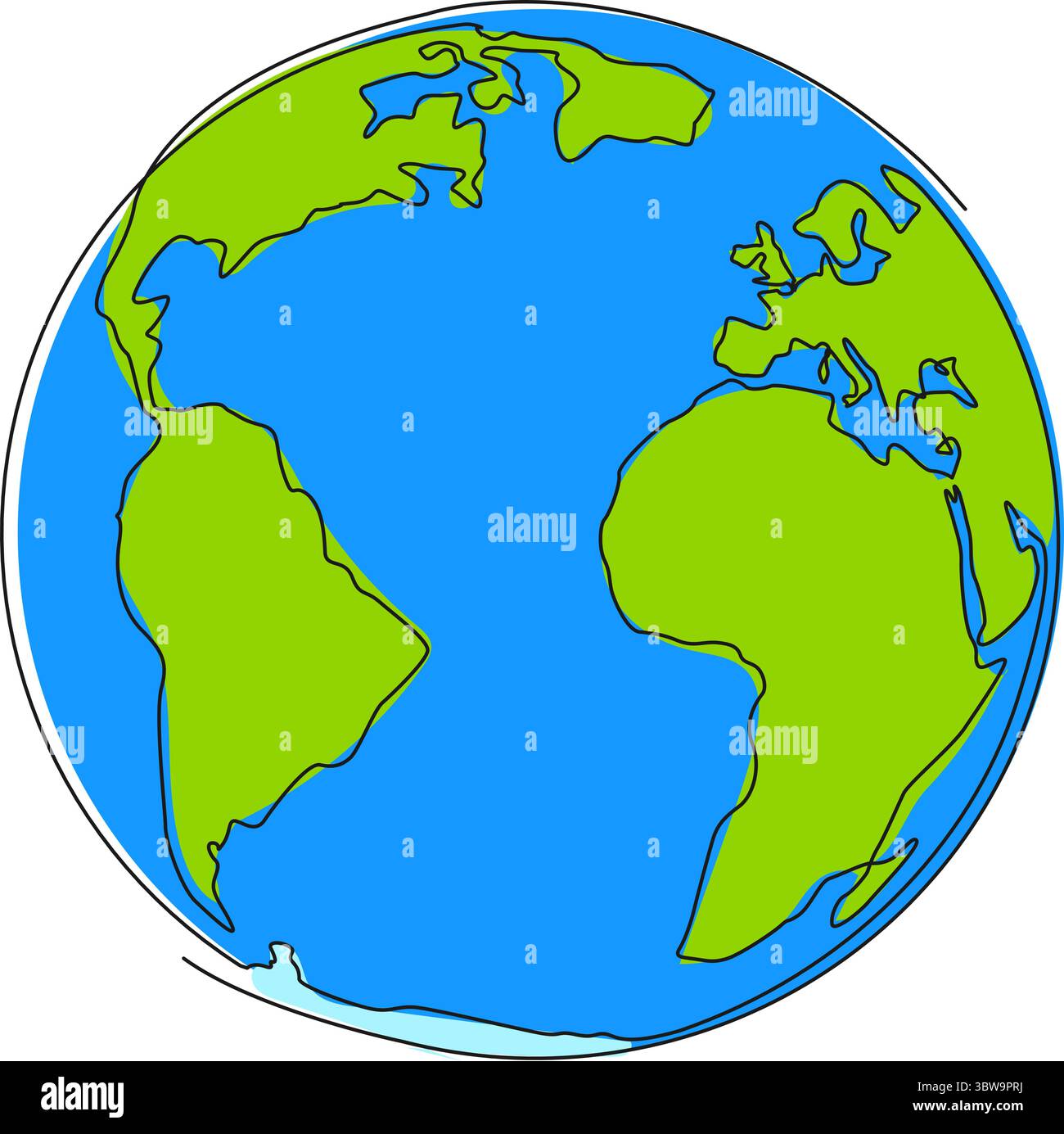 continuous single line drawing of planet earth, line art vector ...