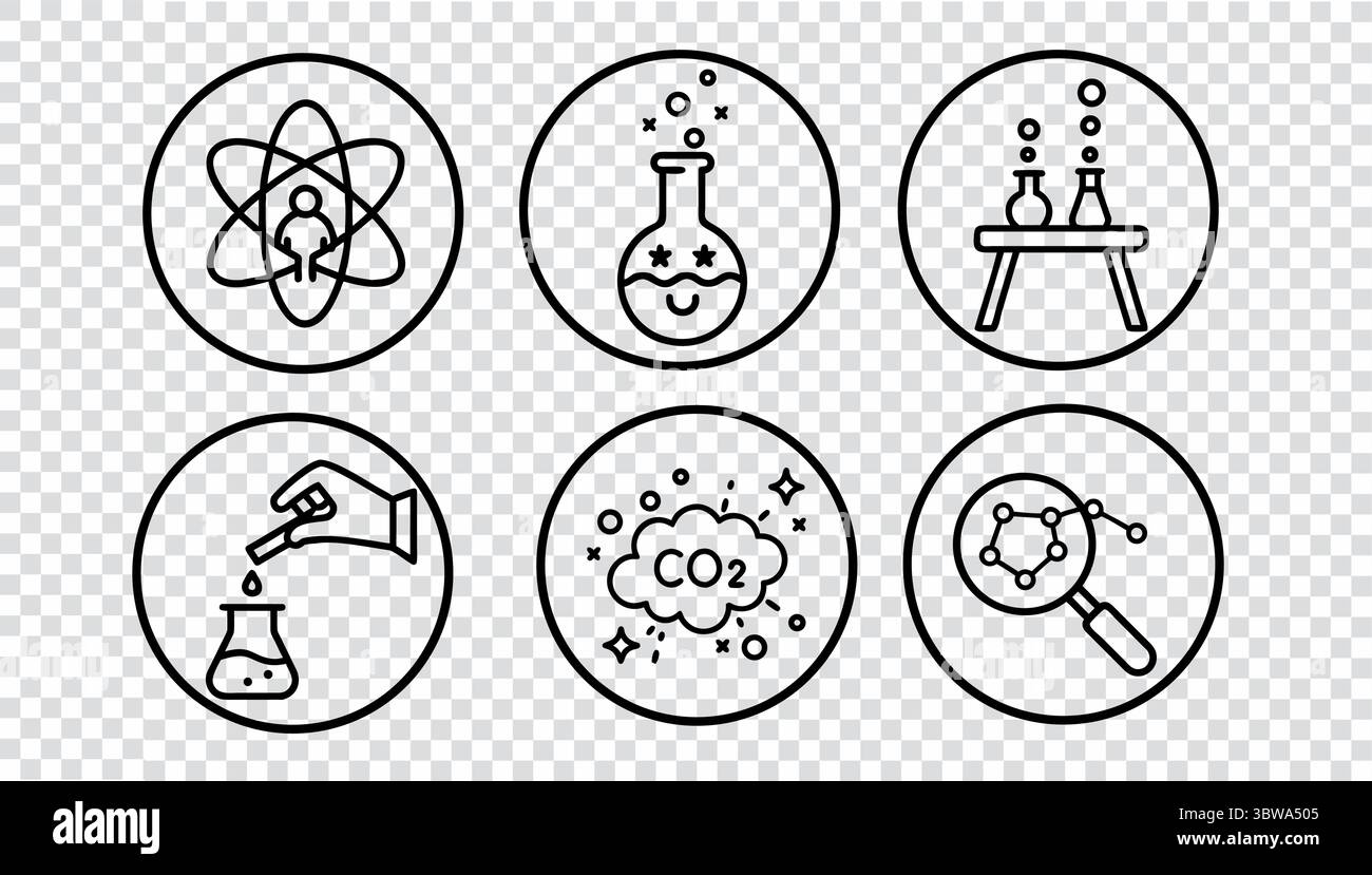 Kids chemistry icon set concept. Science experiments research lab in ...