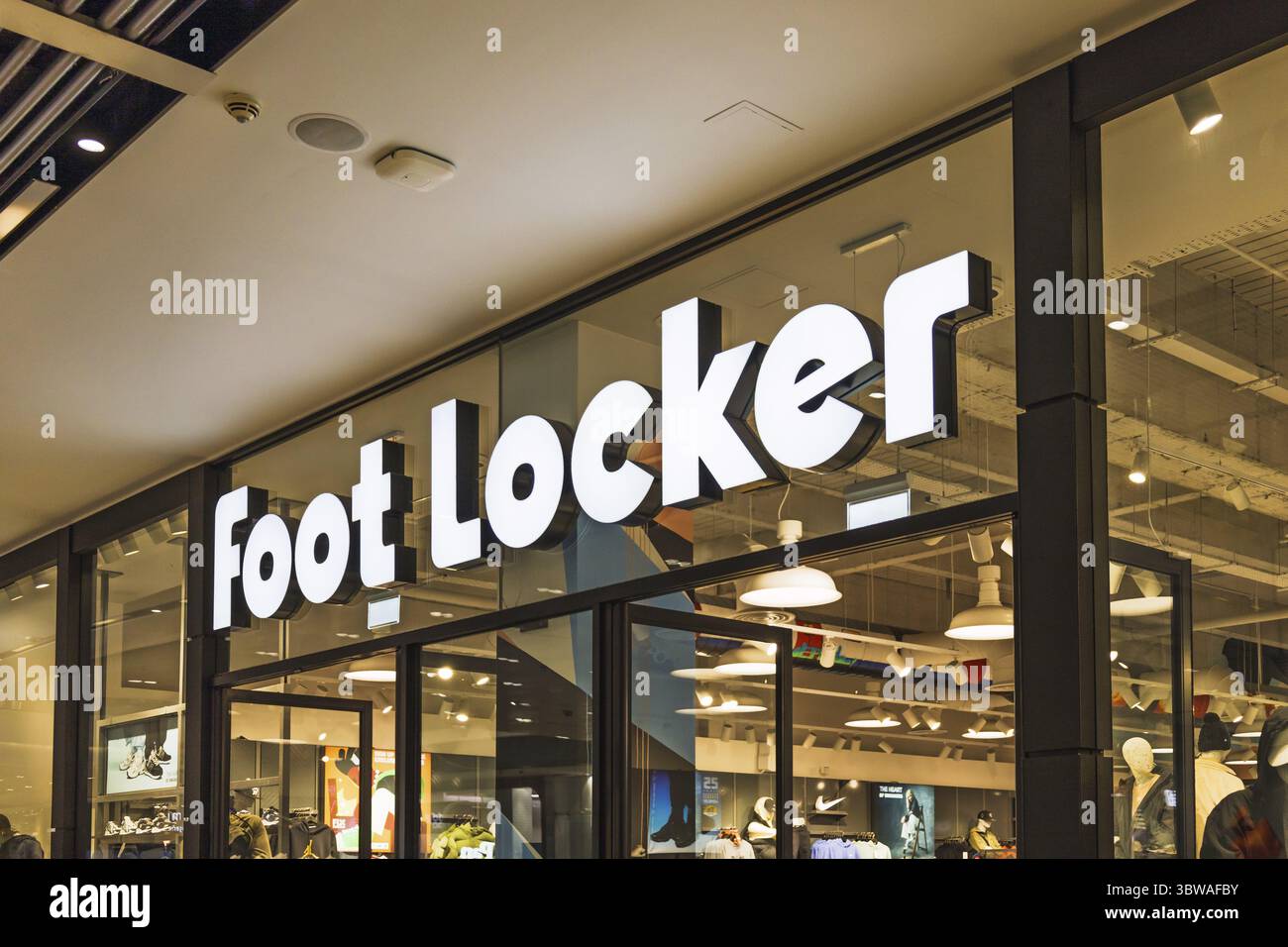 Foot Locker store entrance with illuminated signage and modern retail ...