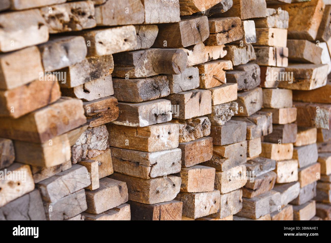 Lumber mill with full of cutting woods warehouse. Factory and ...