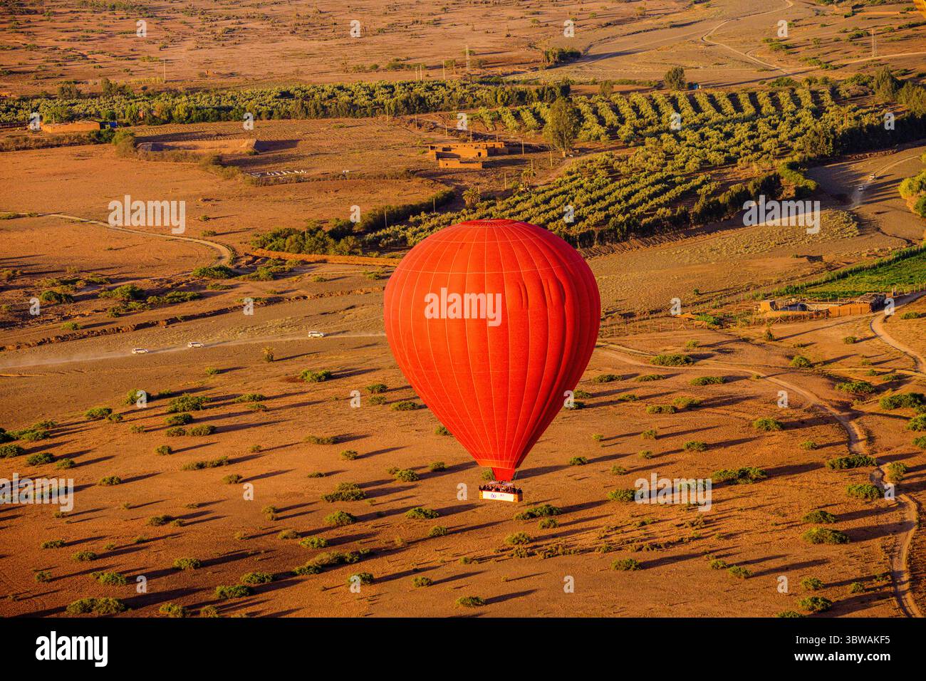 Images of hot air balloon over the Moroccan landscape, Marrakech ...
